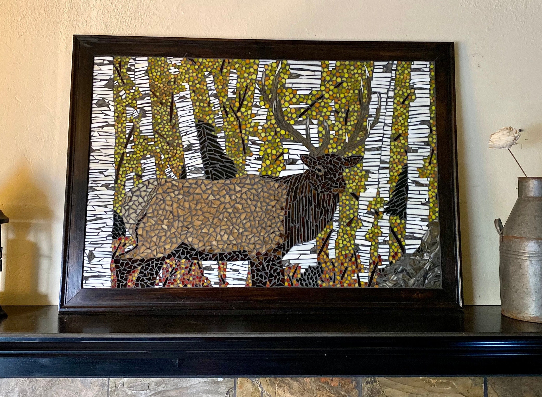 Elk in Fall Stained Glass Mosaic - Etsy