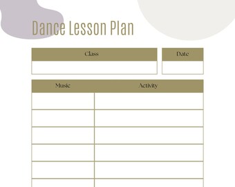 Lesson Plan Dance - Etsy