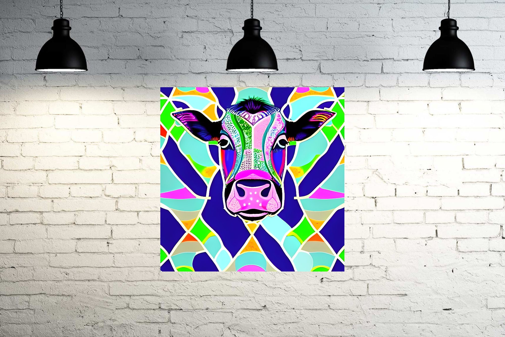 Colorful Cow Poster, Farm Cow Art Print, Farm House Decor, Cow Art ...