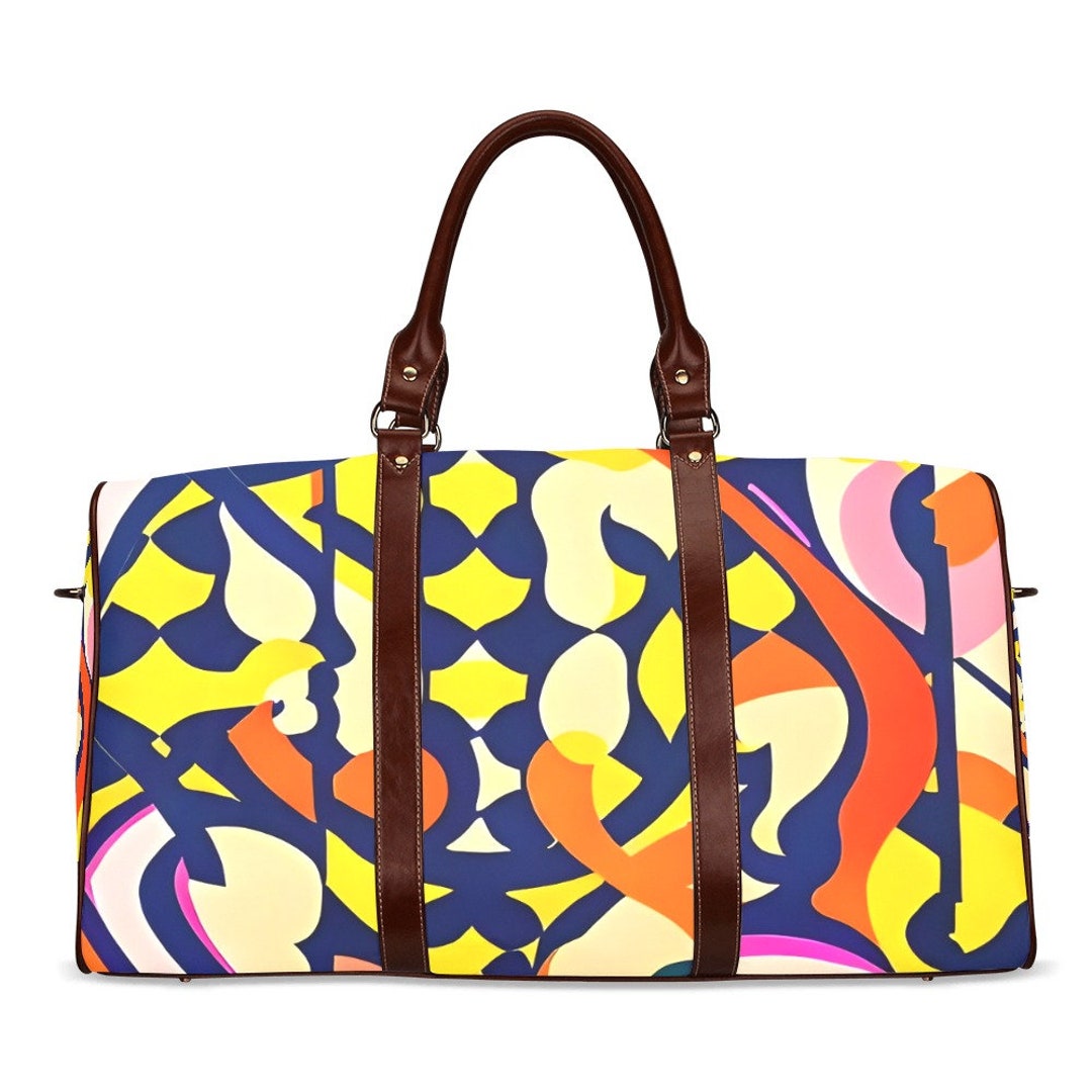 Mosaic Pattern Travel Bag, Large Shoulder Overnight Bag, Colorful Hotel ...