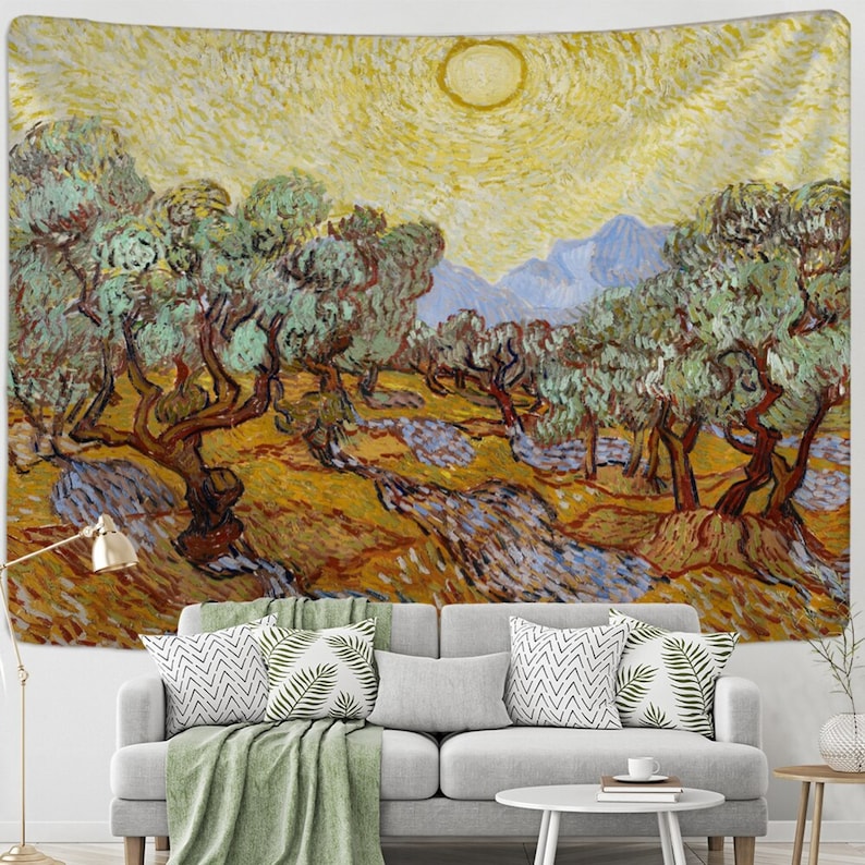 Olive Trees Tapestry, Floral Nature Wall Art, Green Tapestry Wall ...