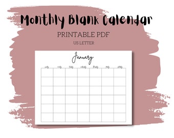 Editable Blank Monthly Calendar - Etsy