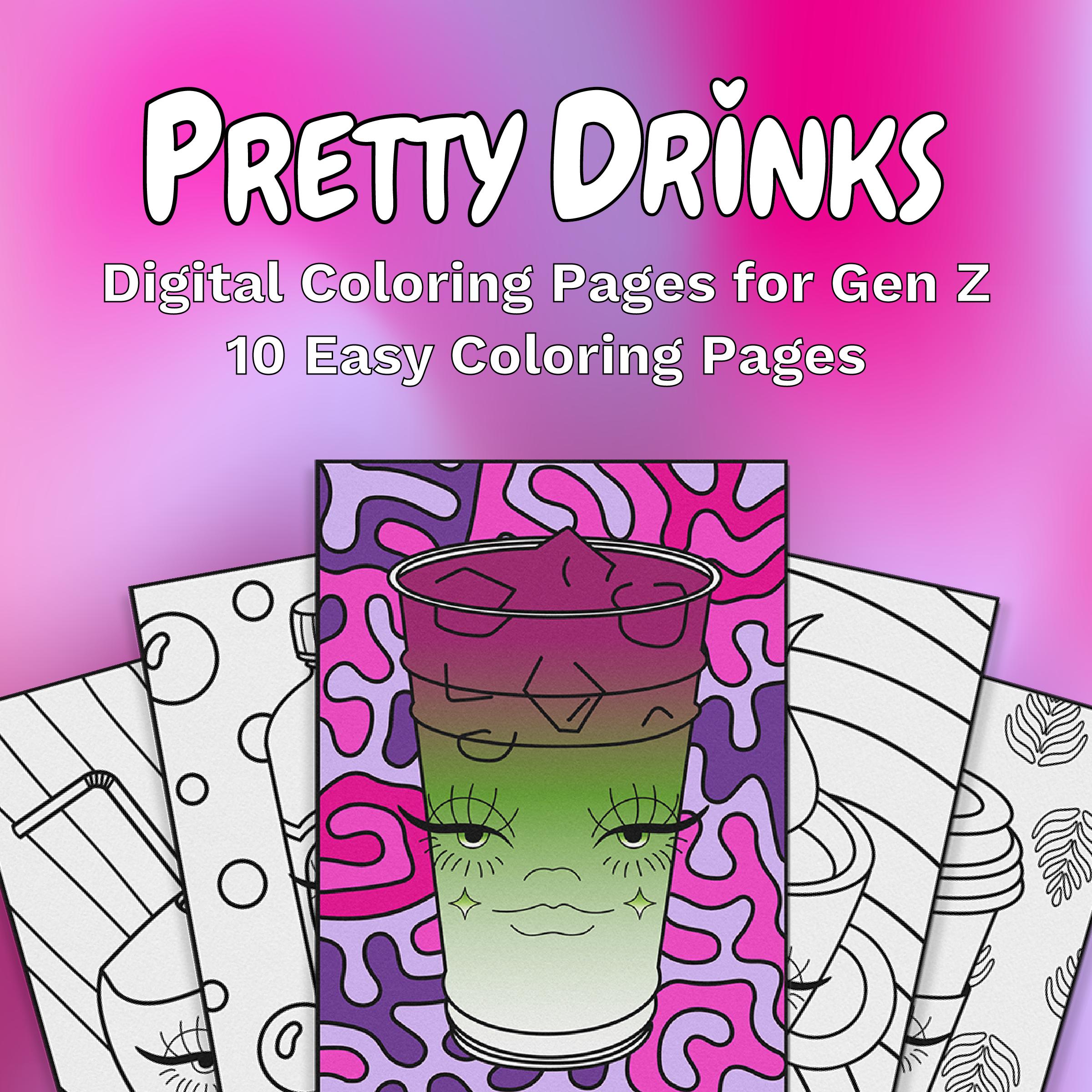 Pretty Drinks Coloring Pages | 10 Bold Designs (digital Printable) - Etsy
