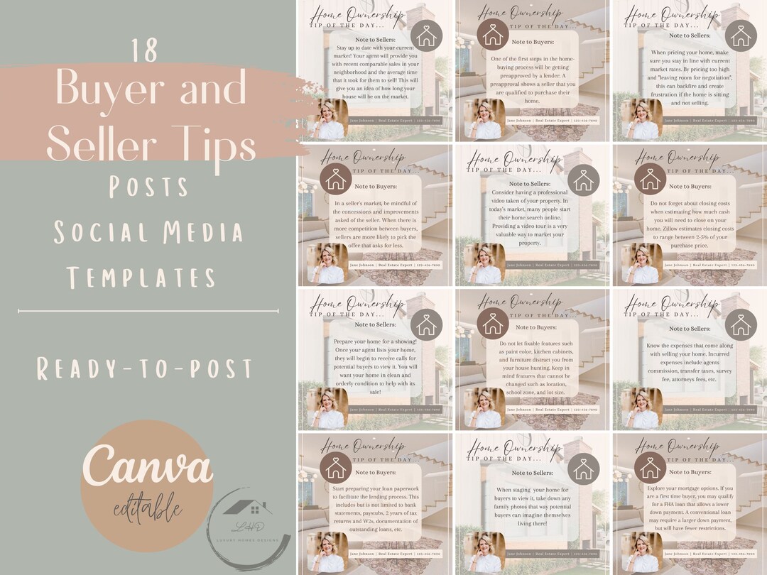 18 Buyer and Seller Tips Realtor Posts Buyer Tips Seller - Etsy