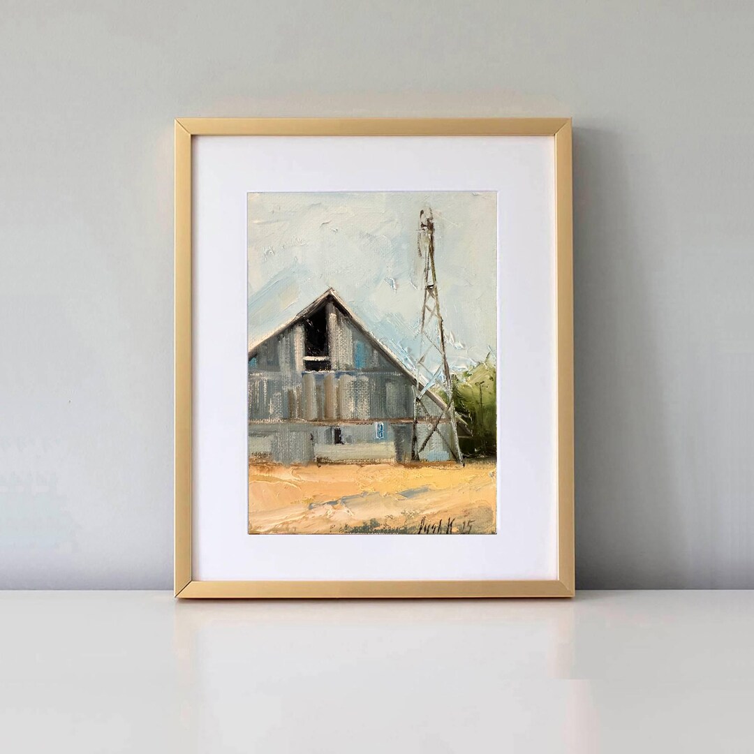 Old Barn Art Oil Painting on Canvas Original Artwork Countryside ...