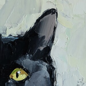 Black Cat Original Painting Cat Wall Art Black Kitten's Eye Original ...