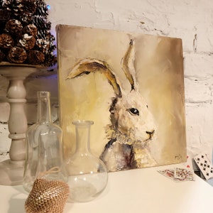 Rabbit Original Painting March Rabbit Wall Art Alice Wonderland ...