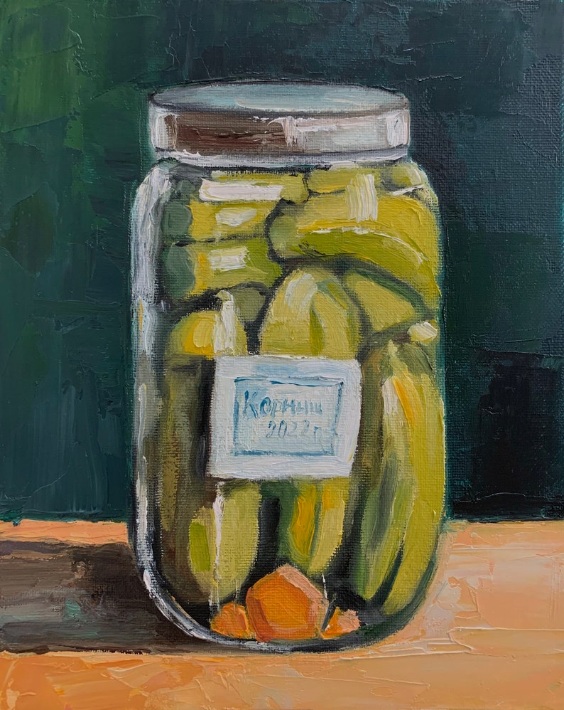 Pickles Oil Painting Original Still Life Painting Cucumber Art - Etsy