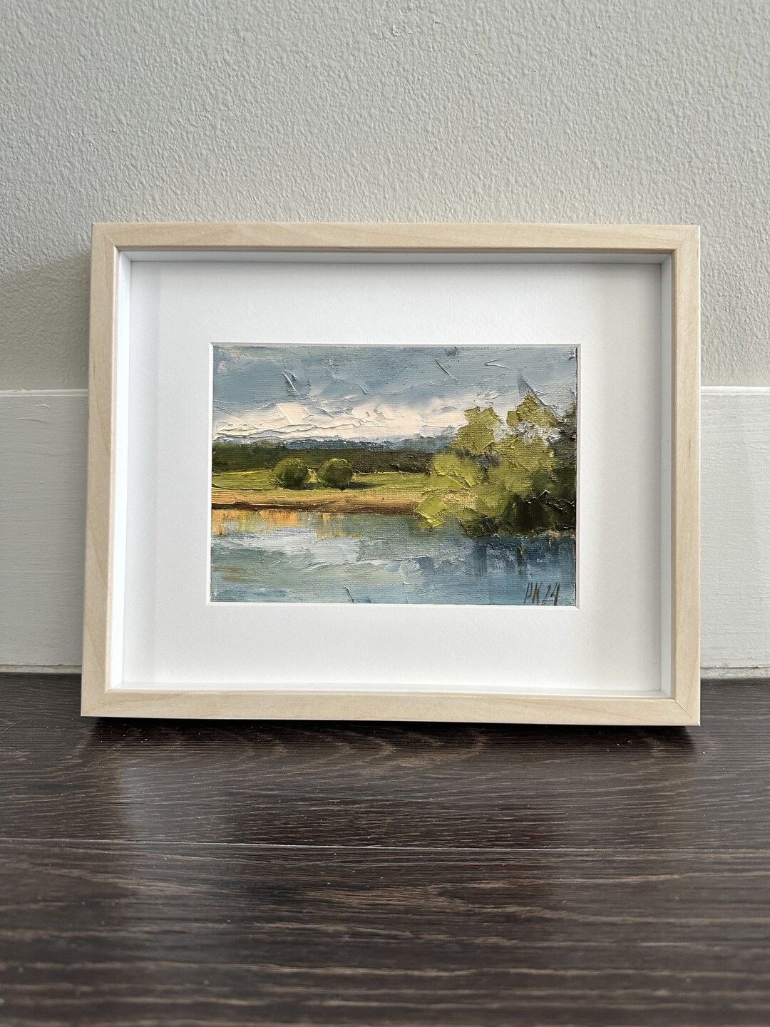 Lake Artwork Mini Canvas Oil Painting Landscape Original Palette Knife ...
