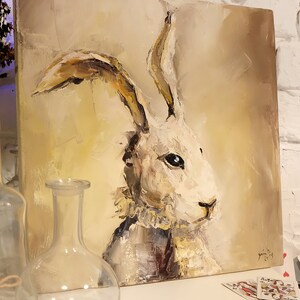 Rabbit Original Painting March Rabbit Wall Art Alice Wonderland ...