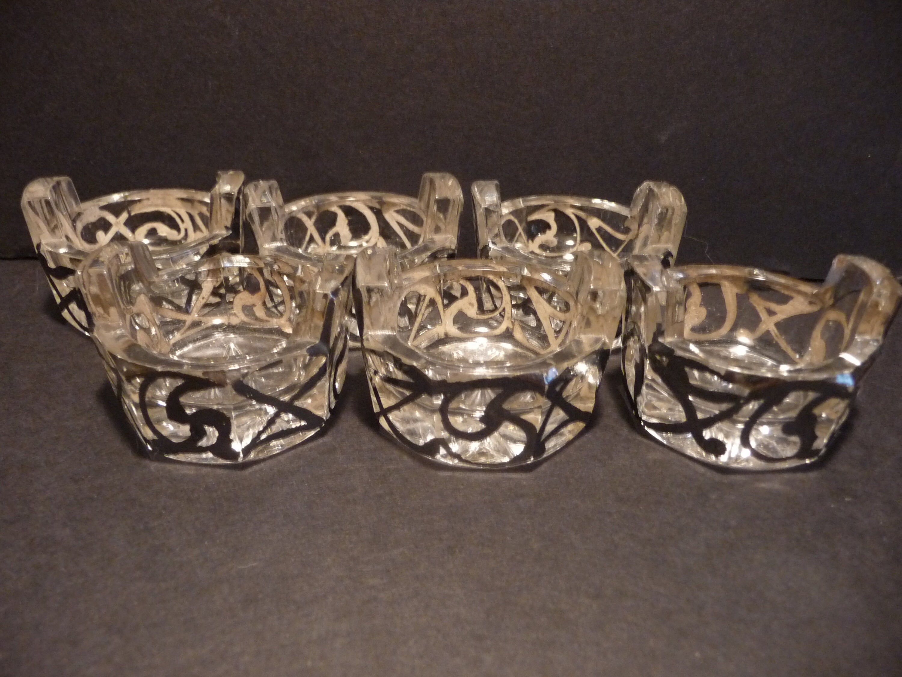 Vintage Set of 6 Glass and Sterling Silver Salt Dips, Sterling Salt ...