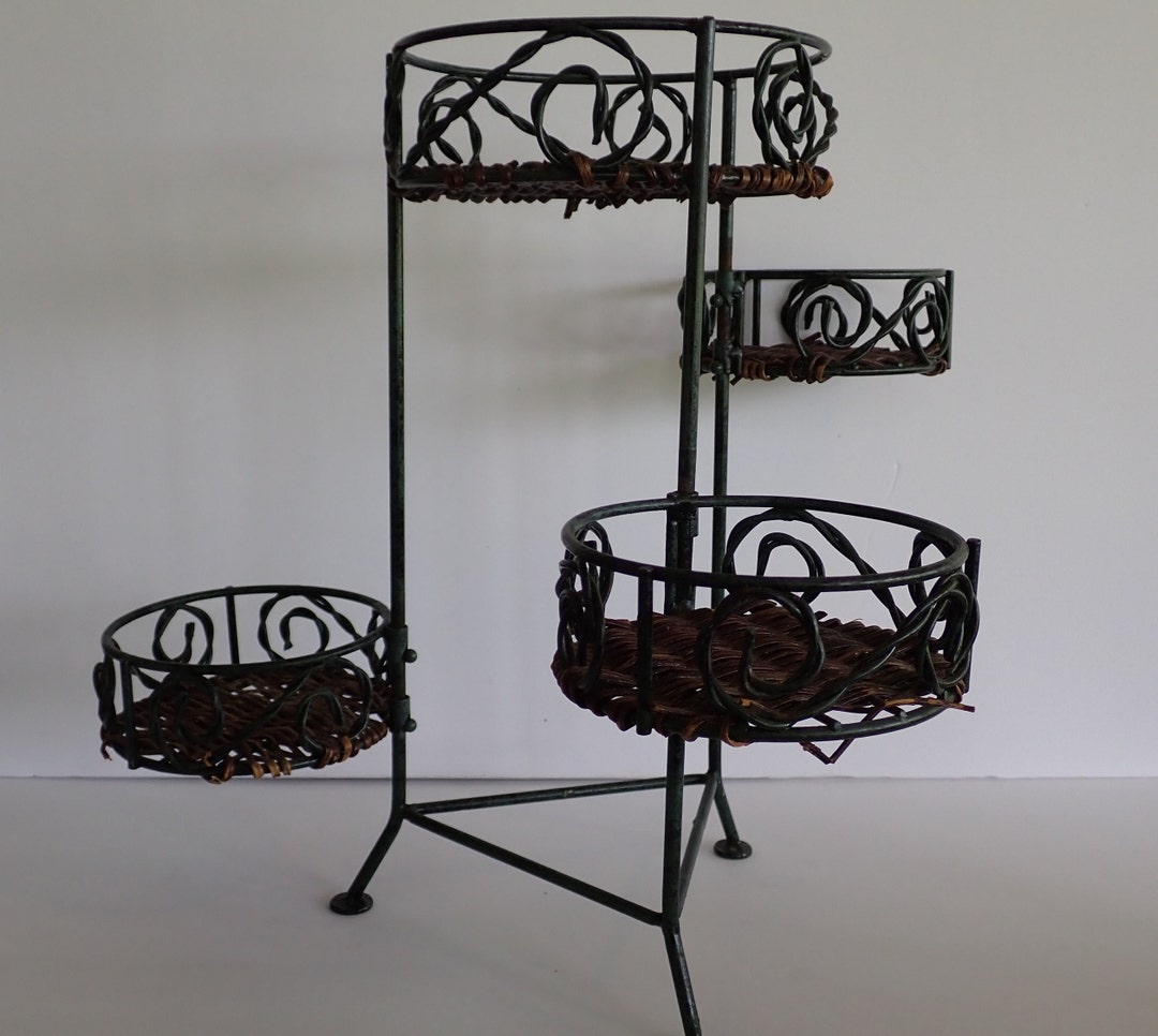 4 Tier Plant Stand, Table Top Plant Stand, Plant Stand, Wrought Iron ...