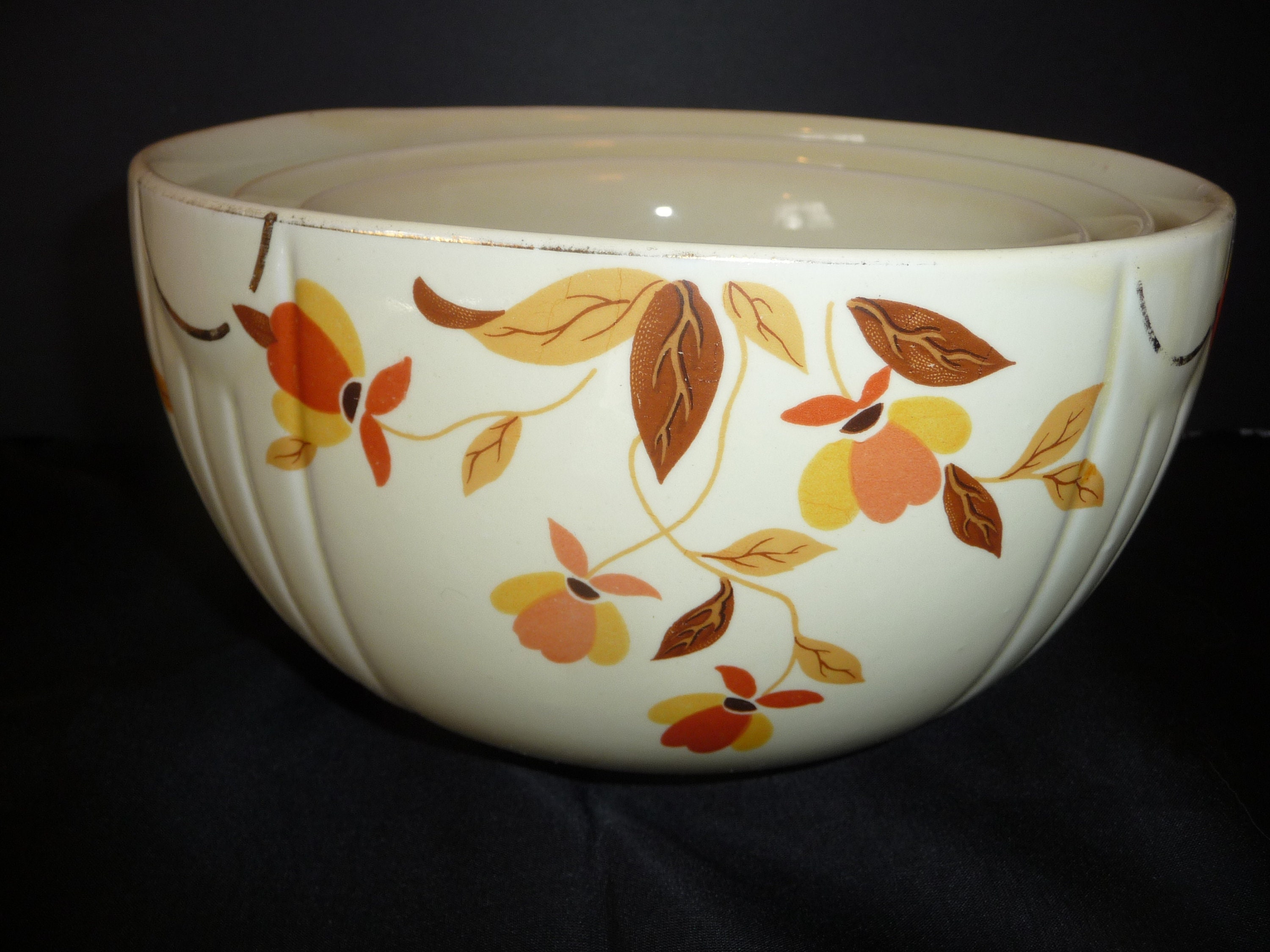 Jewel Tea Autumn Leaf Mixing Bowl Set, Hall China 3 Piece Mixing Bowl ...