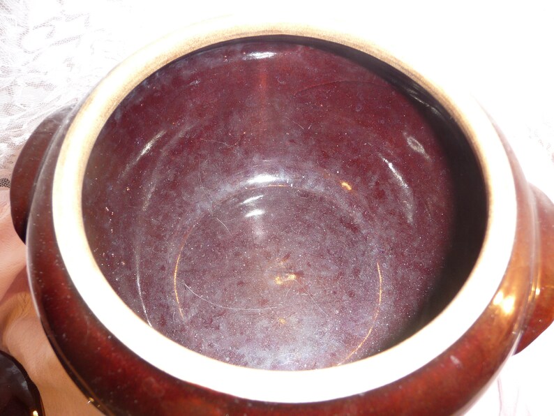 Vintage Bean Pot USA Pottery, Brown Stoneware Pot, With Lid, Crock Pot ...