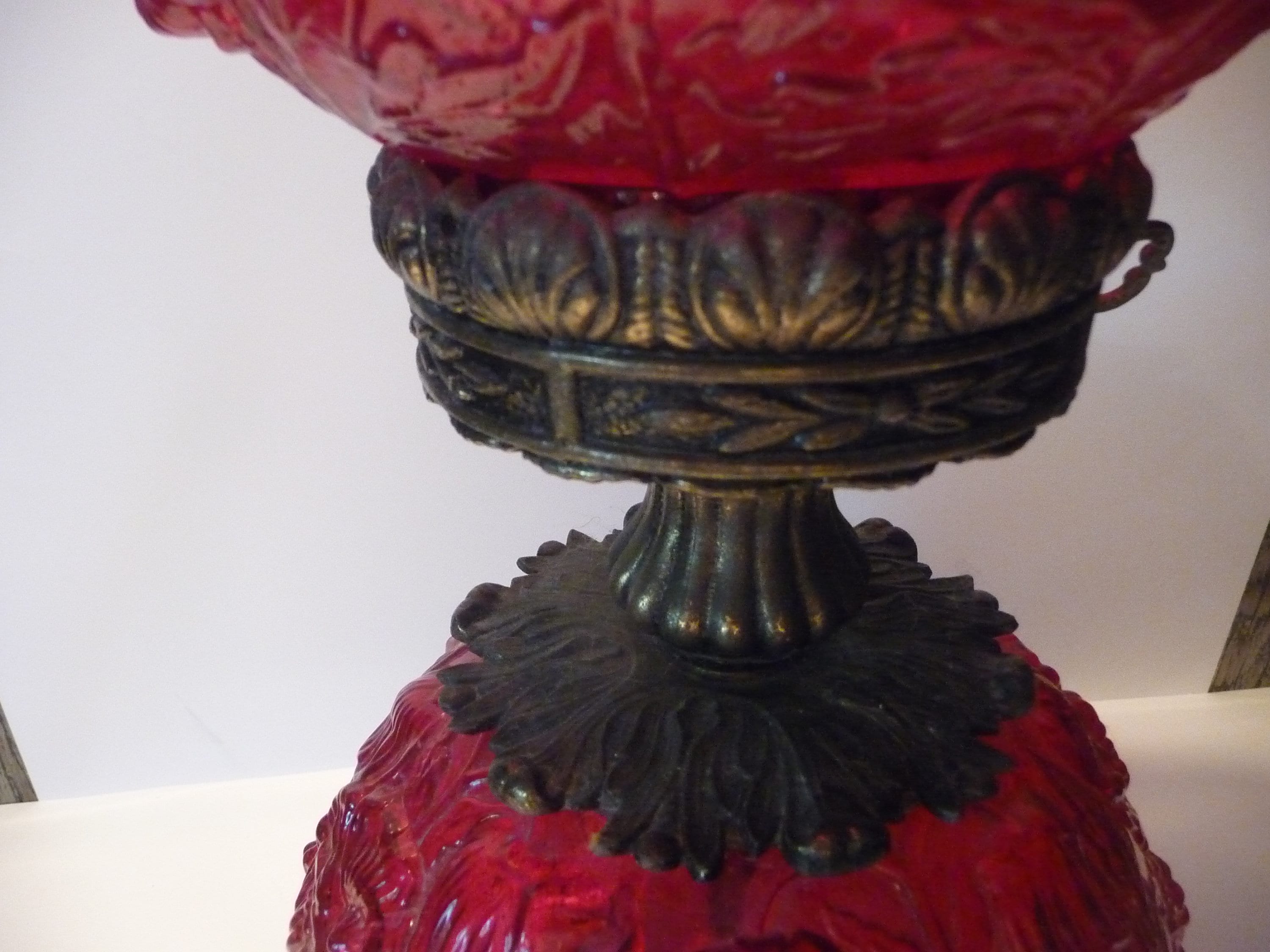 Fenton Ruby Red Poppy Gone With the Wind Lamp, Fenton Lamp, Gone With ...