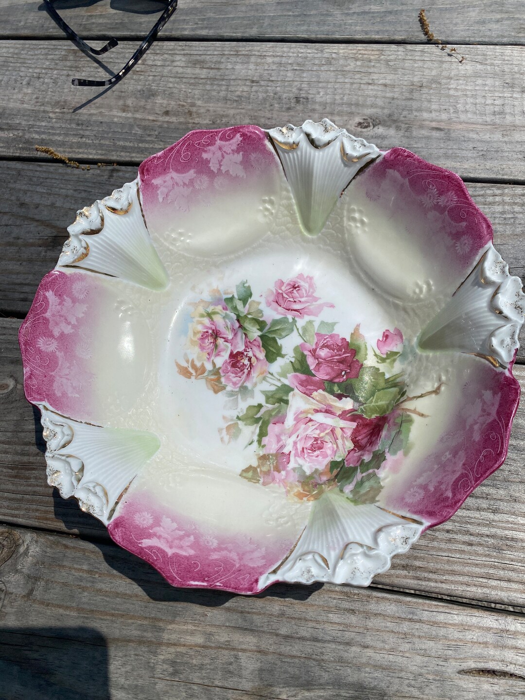 R S Prussia Bowl, Gold Trim, Pink Rose R S Prussia Bowl - Etsy