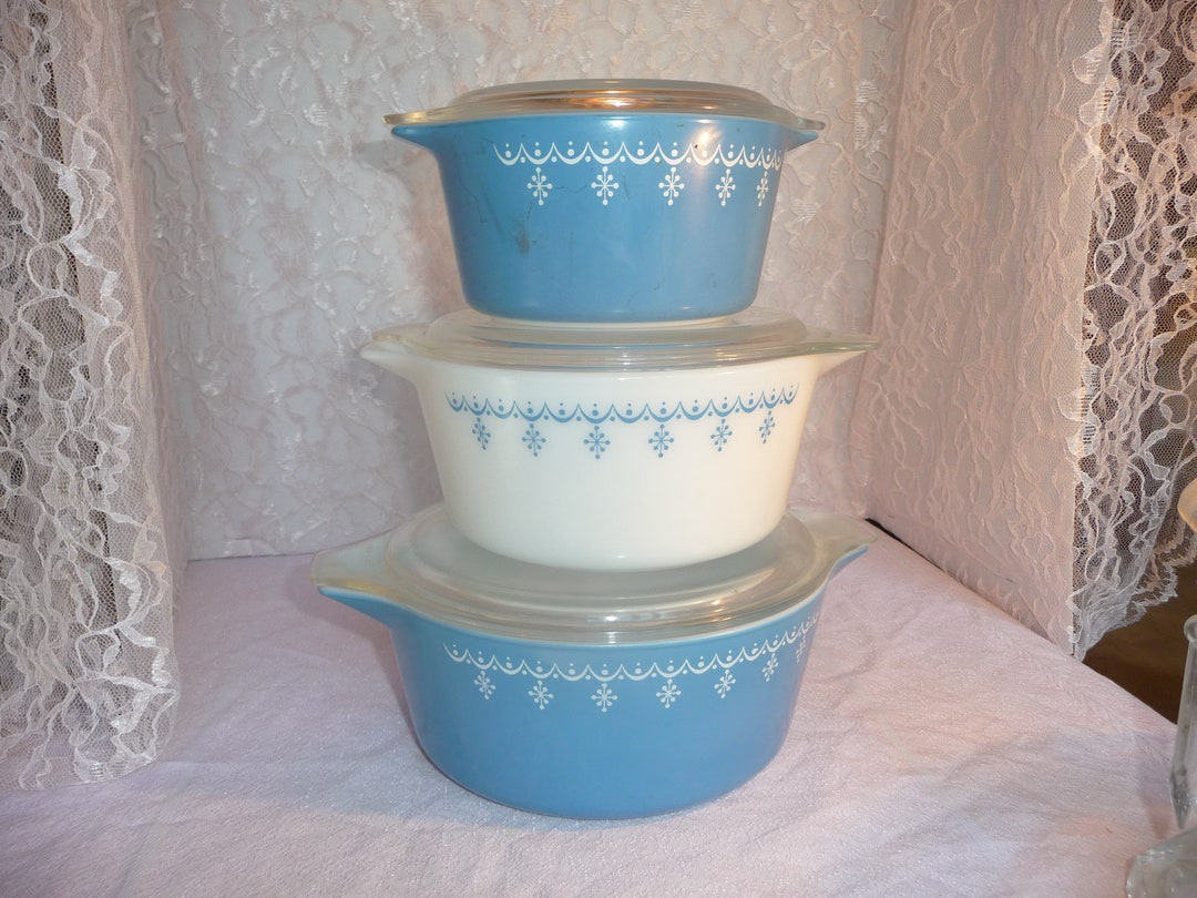 Snowflake Blue Vintage Pyrex Bake Serve & Store Set Full - Etsy