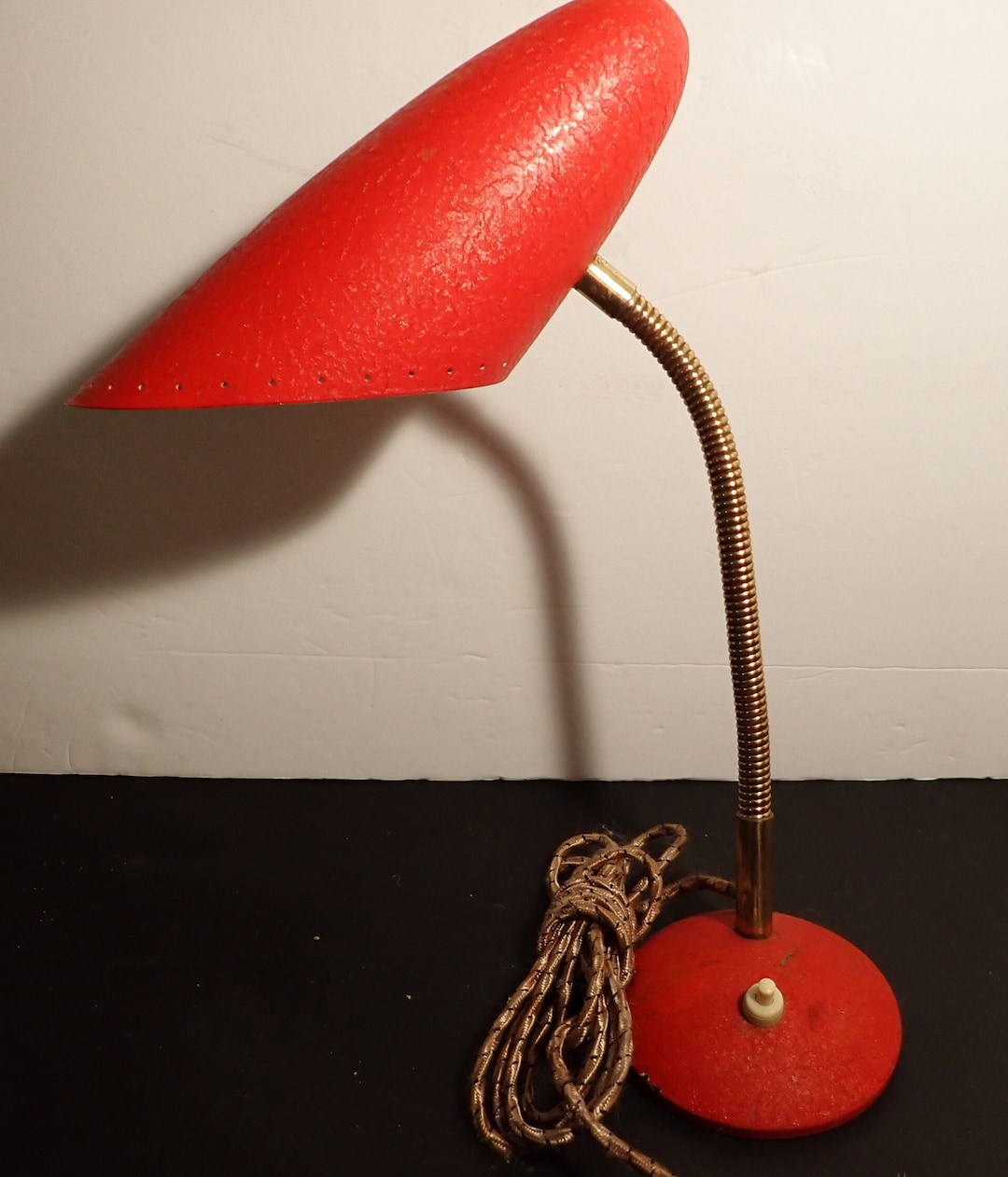 Vintage Red Desk Lamp, Goose Neck Desk Lamp, Red Lamp, Retro Lamp ...
