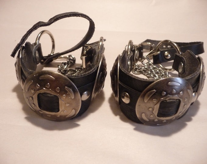 Matching Leather Spur Straps, Leather, Concho Boot Bracelets, Cowboy ...