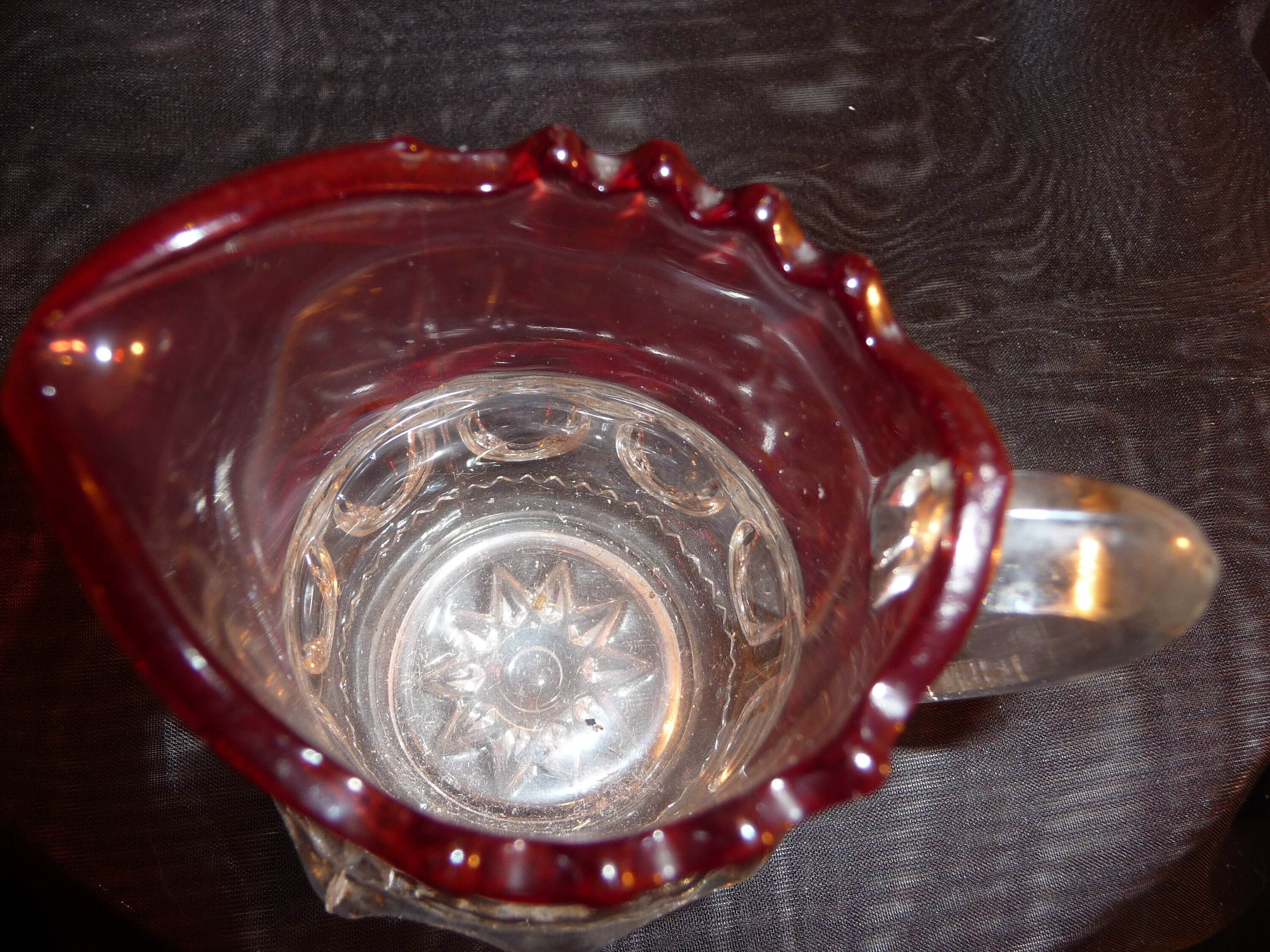 Indiana Glass, Kings Crown, Thumbprint Pattern, Ruby Red Creamer ...