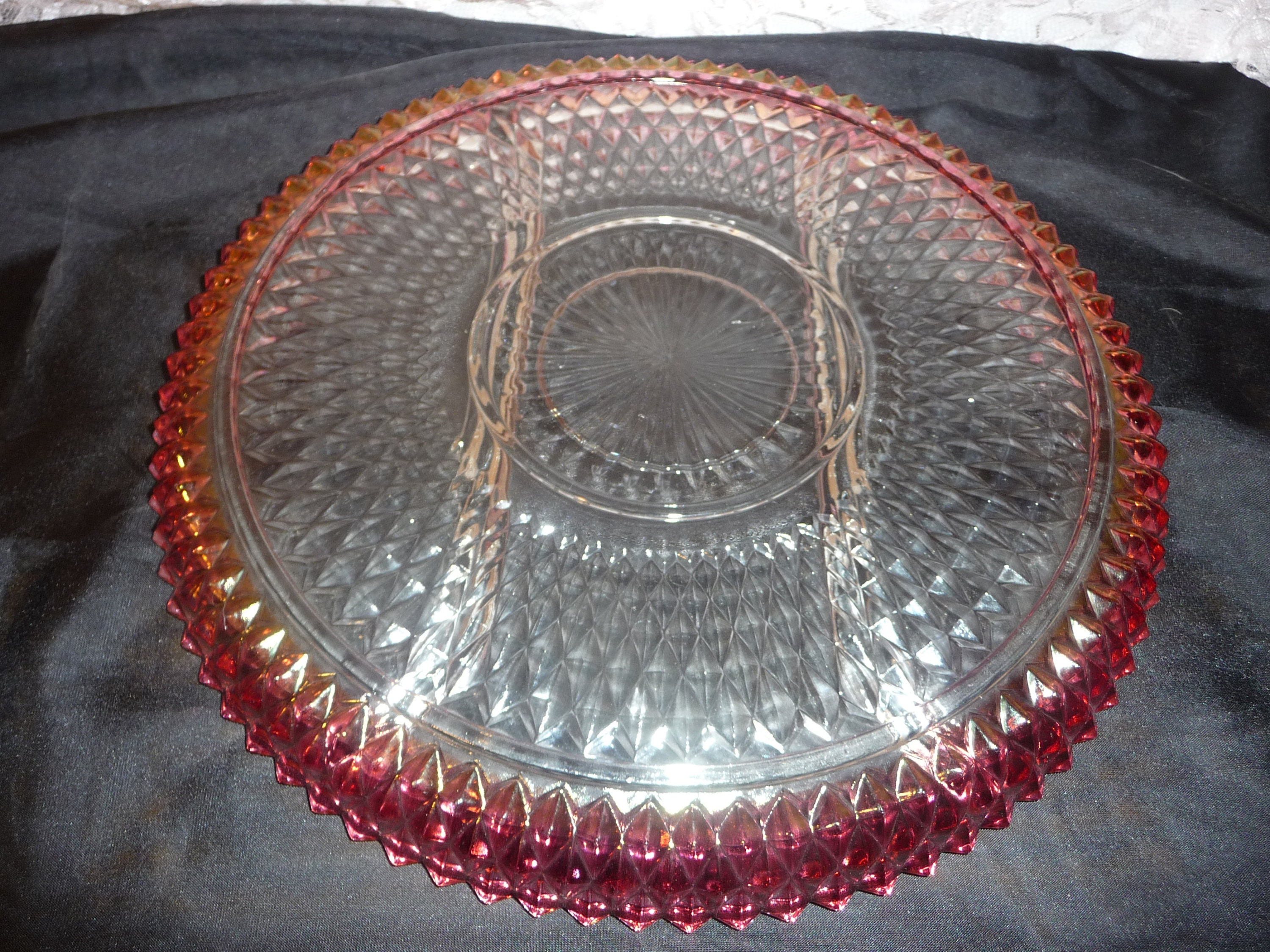 Vintage Indiana Glass Ruby Red 3 Compartment Platter Diamond - Etsy