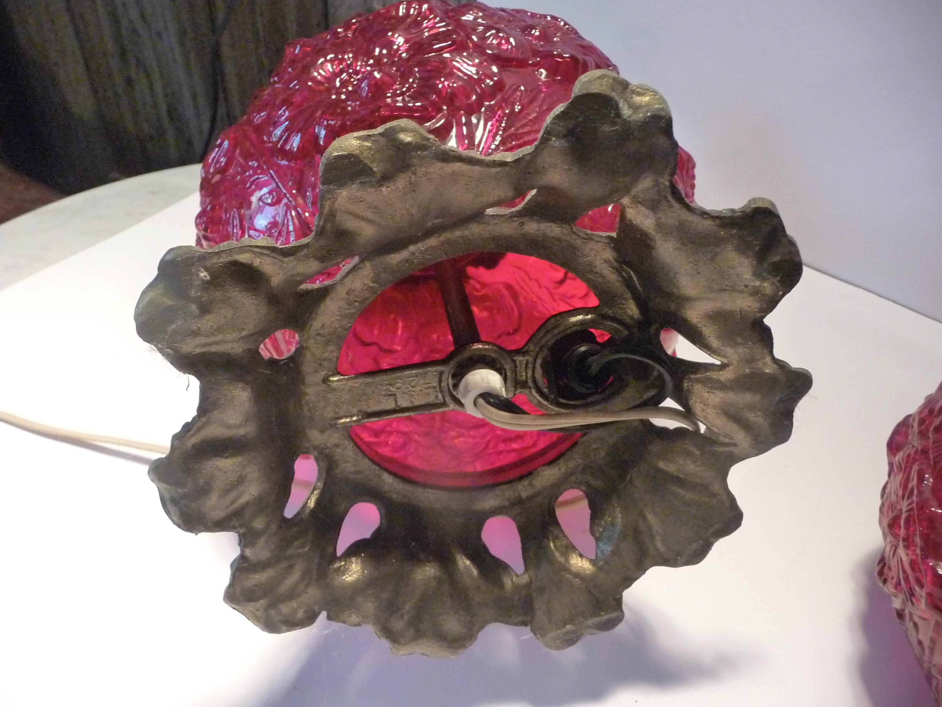 Fenton Ruby Red Poppy Gone With the Wind Lamp, Fenton Lamp, Gone With ...