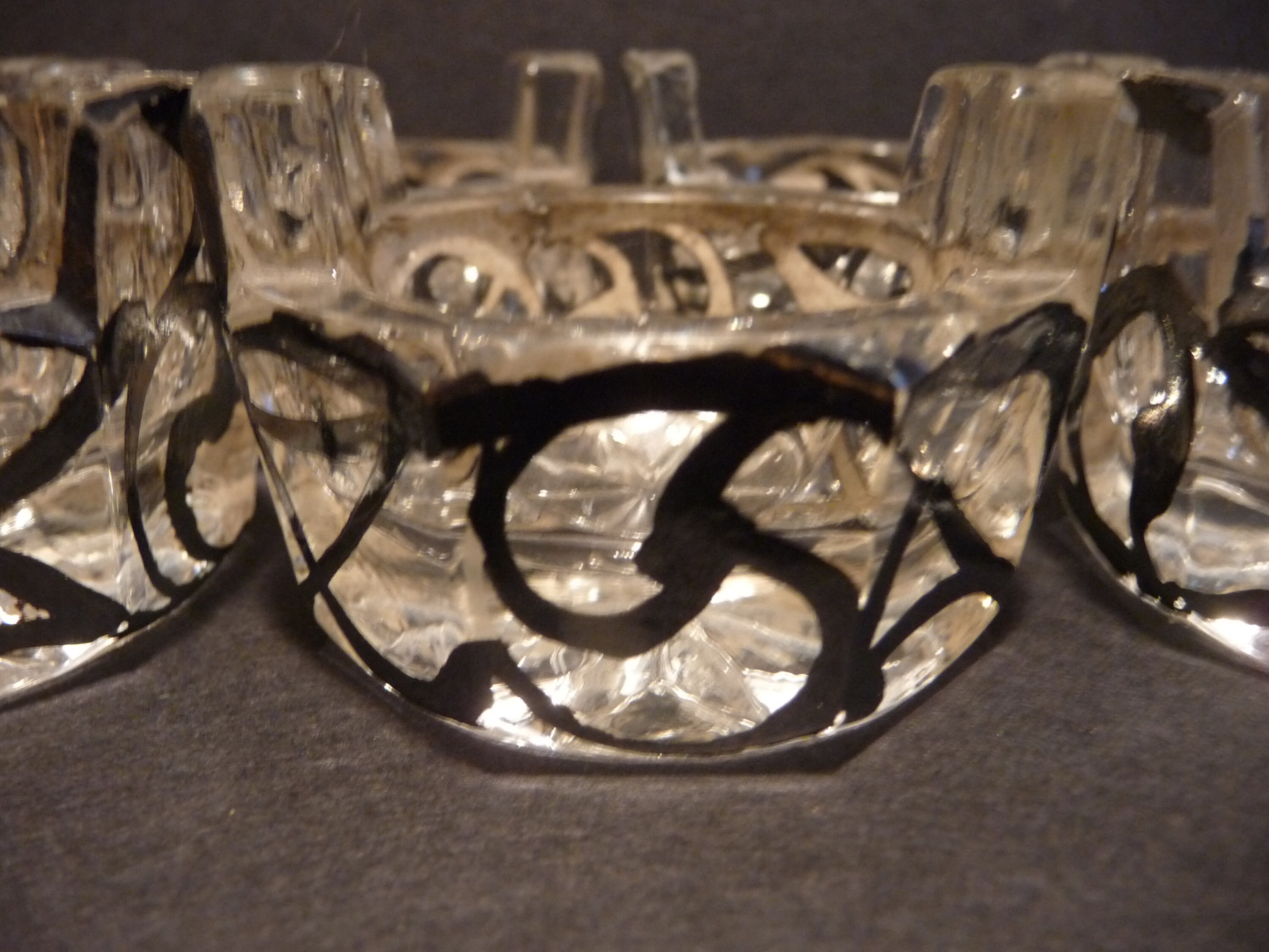 Vintage Set of 6 Glass and Sterling Silver Salt Dips, Sterling Salt ...