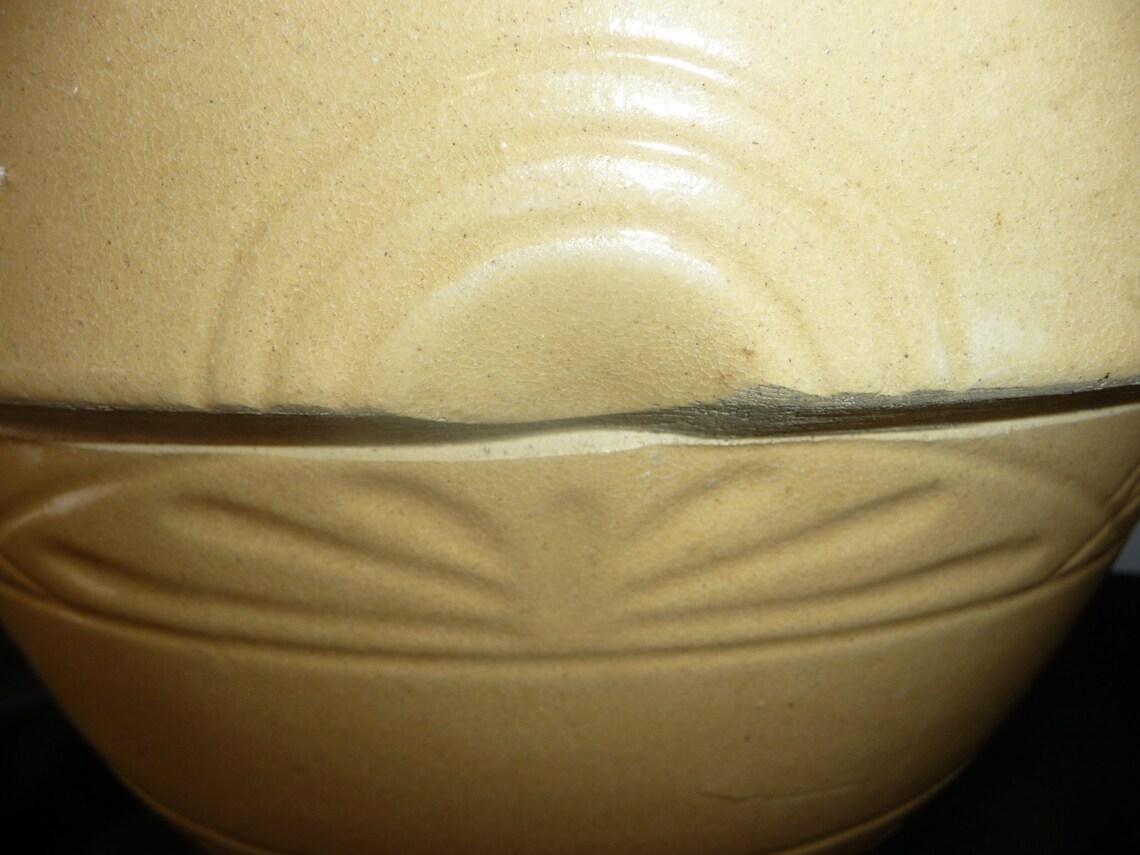 Vintage Yellow Ware Pottery Mixing Bowl Old Yellow Stoneware - Etsy