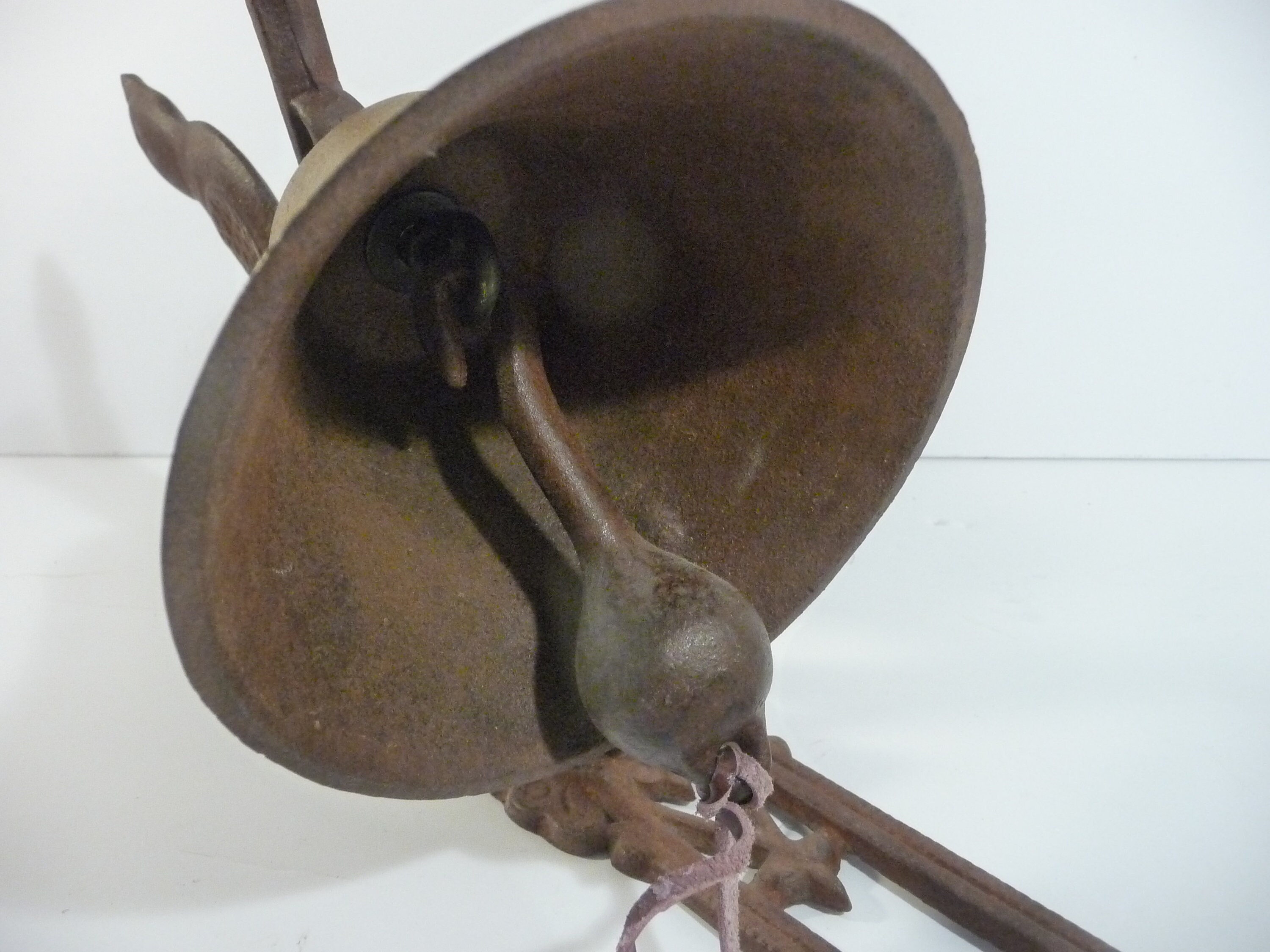 Vintage Cast Iron Mounted Bell With Bird, Garden Bell, Old Farm Bell ...