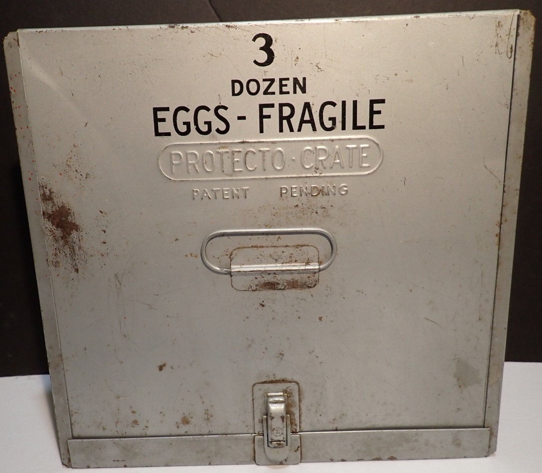 Vintage Protecto Galvanized Egg Crate, Metal Egg Box, 3 Dozen Egg Crate ...