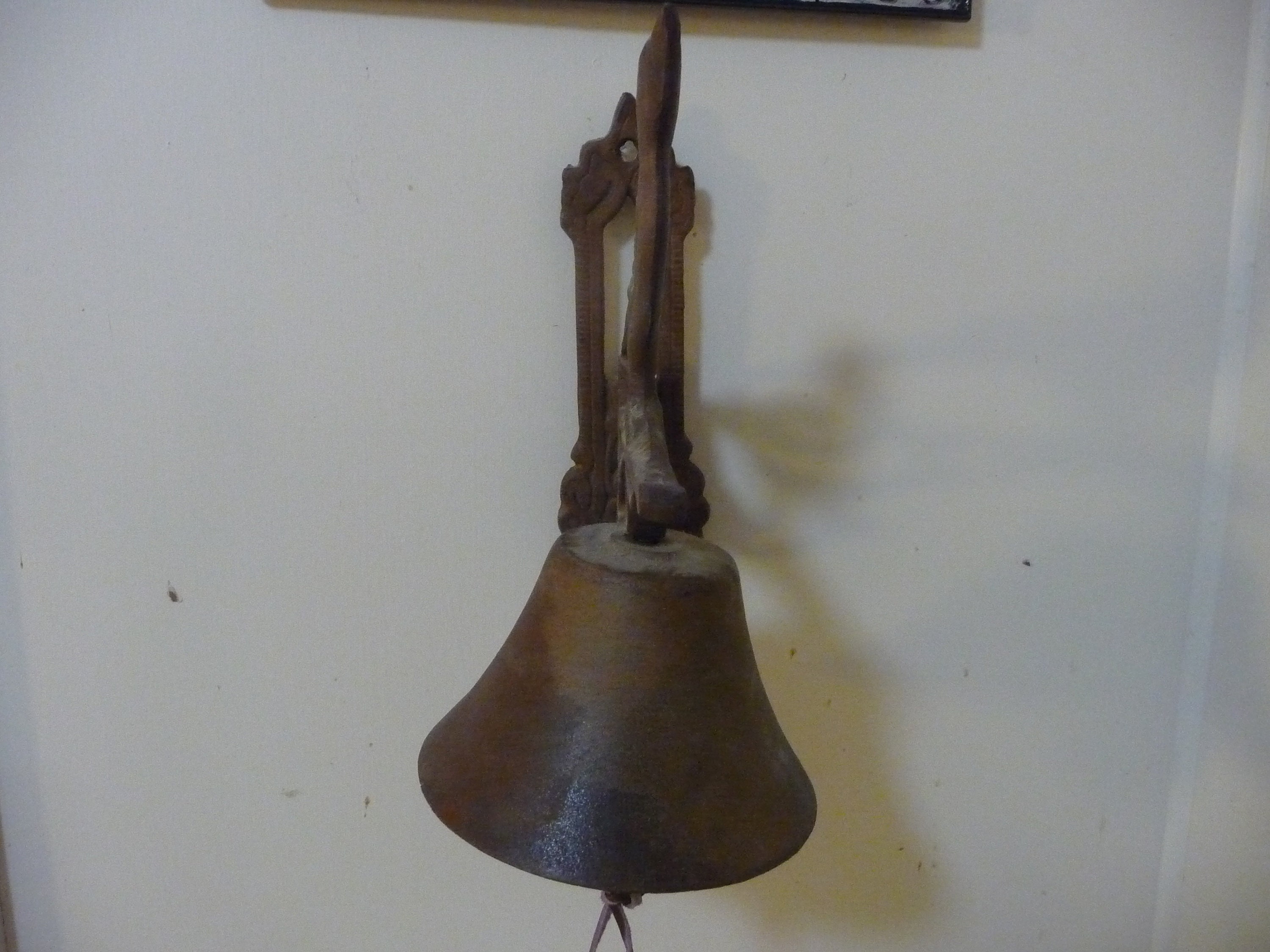Vintage Cast Iron Mounted Bell With Bird, Garden Bell, Old Farm Bell ...