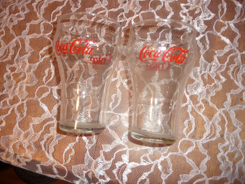 Vintage 1985 Coca Cola Soda Fountain Glasses With Metal Holders ...