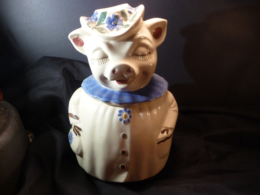 Vintage Shawnee Winnie Pig Cookie Jar, Blue Collar, USA - Etsy