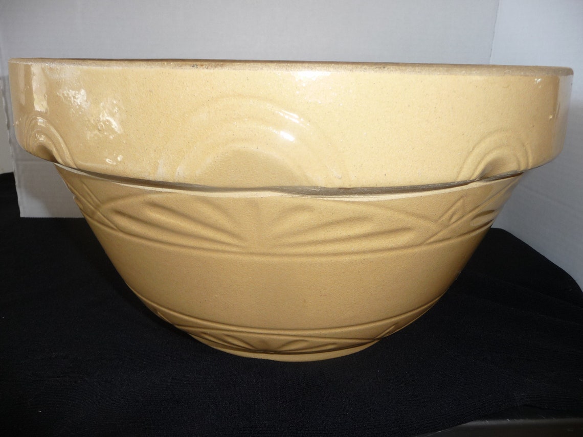 Vintage Yellow Ware Pottery Mixing Bowl, Old Yellow Stoneware Bowl - Etsy