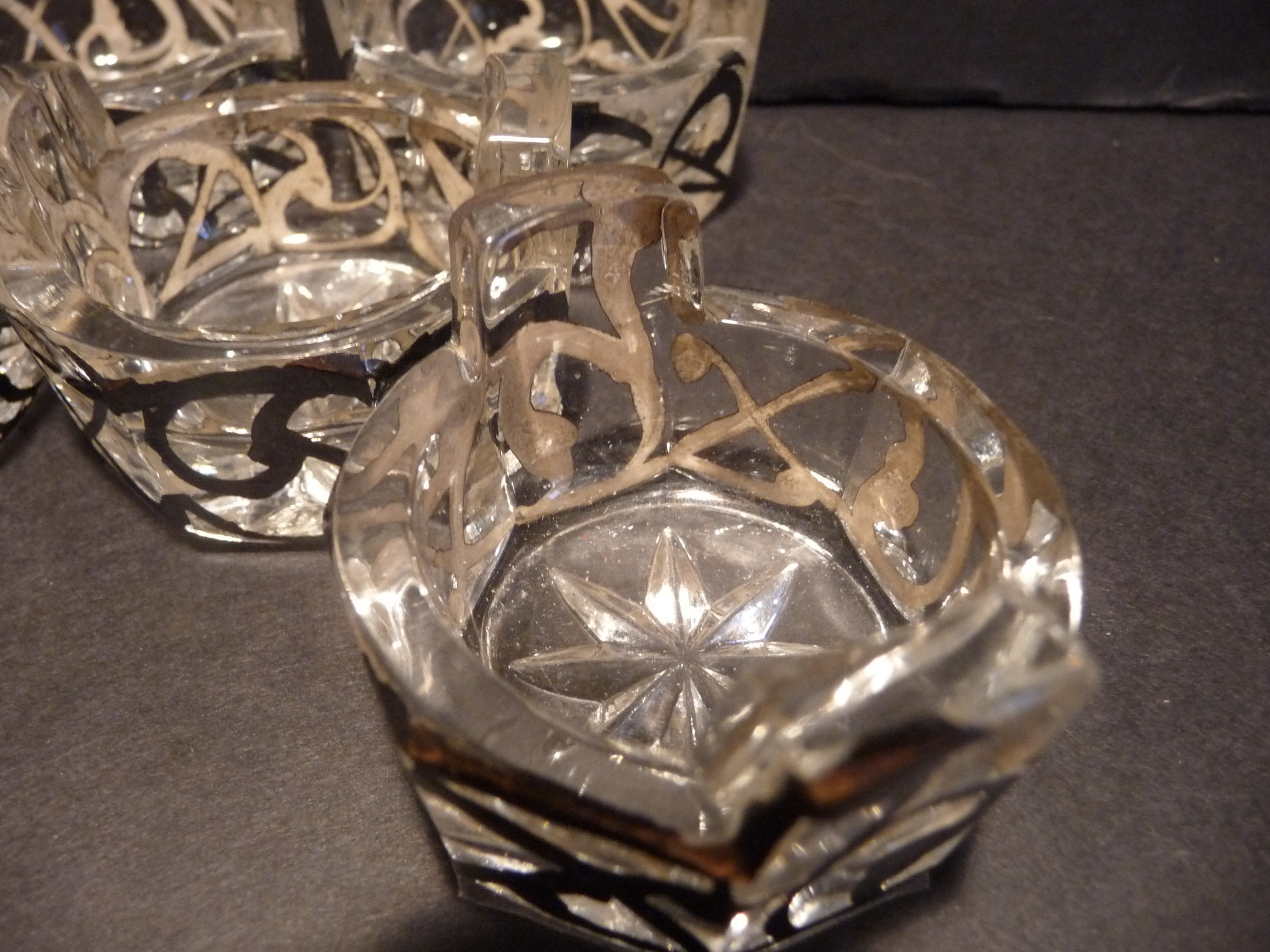 Vintage Set of 6 Glass and Sterling Silver Salt Dips Sterling - Etsy