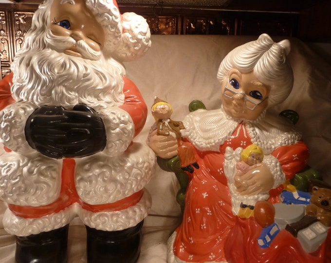 Vintage Mr and Mrs Santa Claus, Bisque Santa, Ceramic Santa, Mr Claus ...