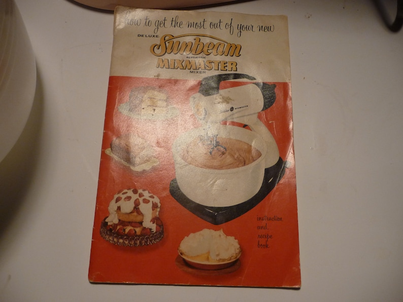 1950's Vintage Sunbeam Pink Mixmaster Electric Mixer, Original Book ...