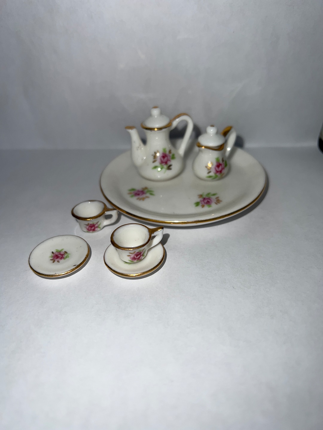 Vintage Miniature Porcelain China Tea Set - Etsy