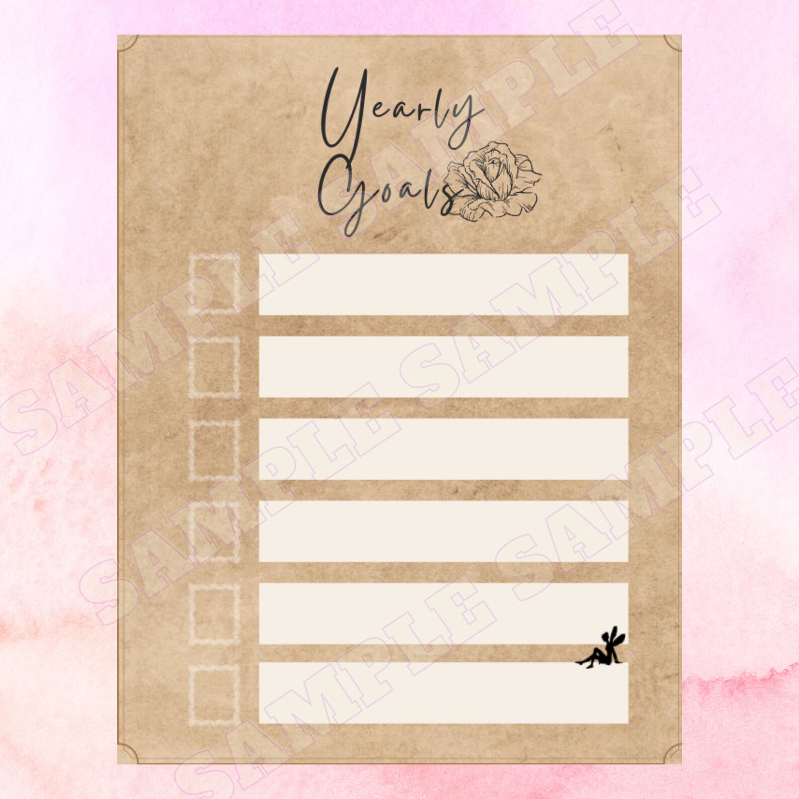 Girly Yearly to Do List Fairy to Do List, Digital Download, Printable ...