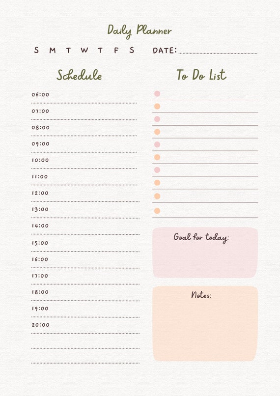 Printable Daily Planner Printable Planner - Etsy