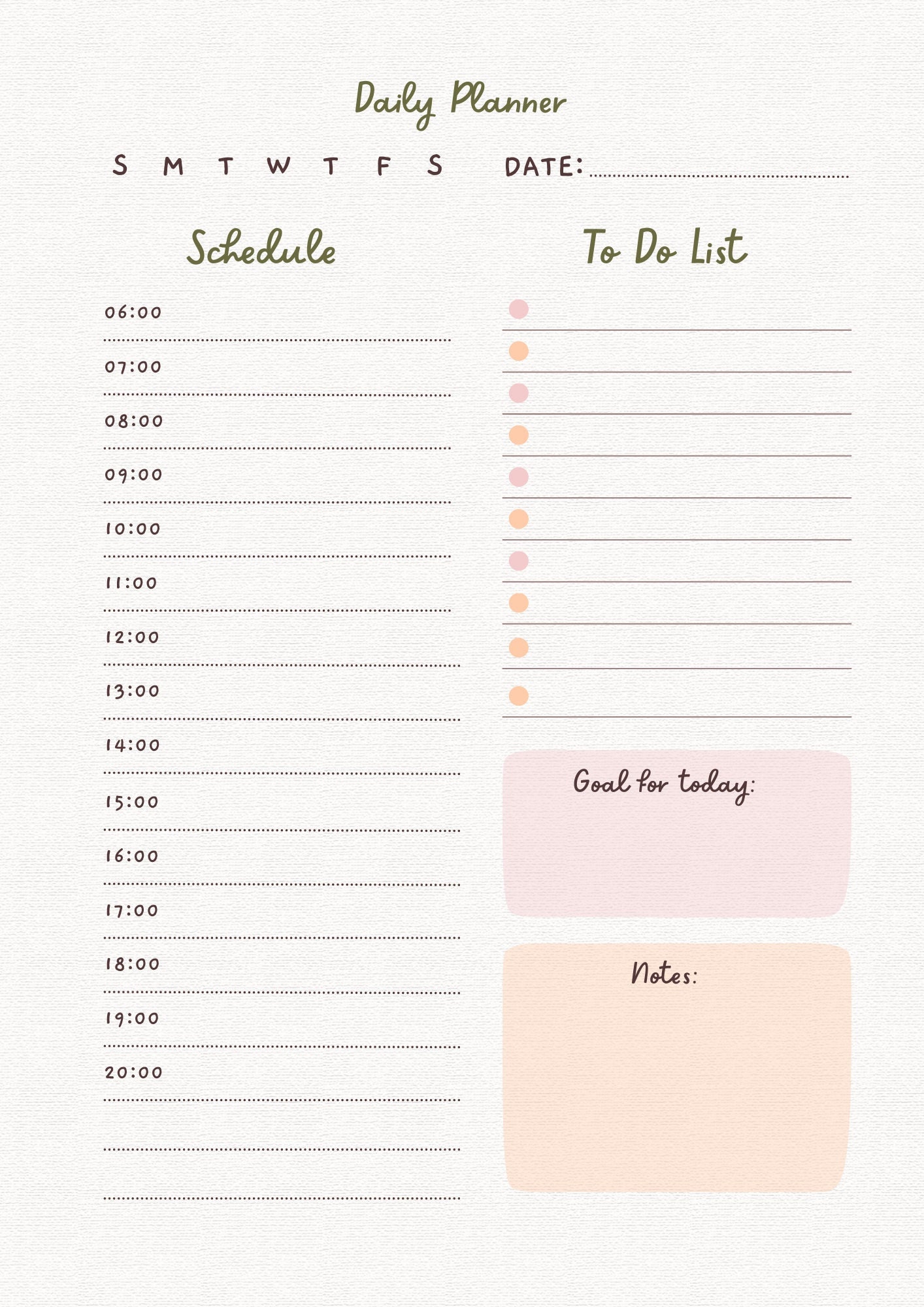 Printable Daily Planner Printable Planner - Etsy