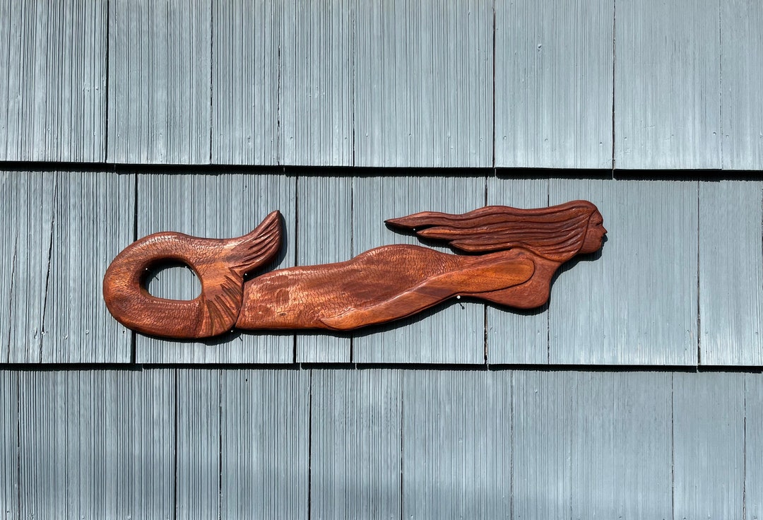 Hand Carved Swimming Mermaid Wall Decor - Etsy