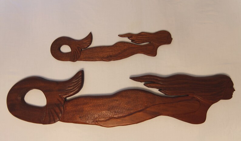 Hand Carved Swimming Mermaid Wall Decor - Etsy