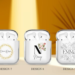 Personalised Name Airpods Case Name Initial Clear Transparent Case Gift ...