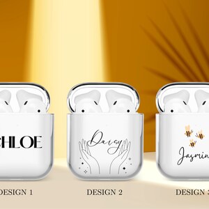 Personalised Name Airpods Case Name Initial Clear Transparent Case Gift ...