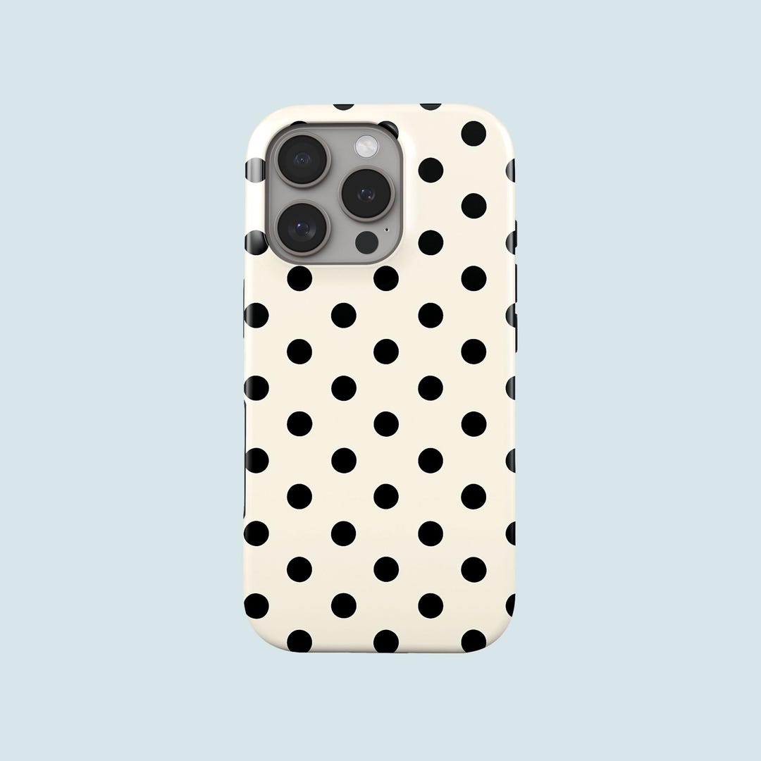 Black Polka Dots Phone Case Dots Pattern Magsafe Cover Fit for iPhone ...