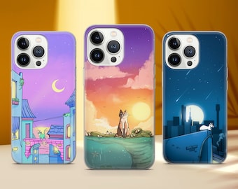 Cute Cat Phone Case Aesthetic Cats Phone Cover Fit for iPhone 16 Pro ...