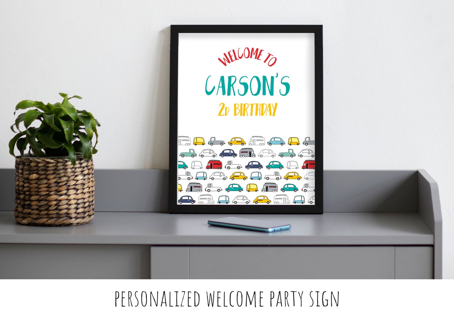Cute Cars Birthday INVITATION, Personalized Transport Party Invitation ...