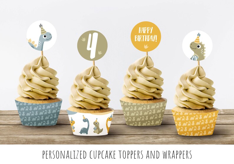 Dinosaurs Centerpiece Figures, Cute Dinosaurs Cake Toppers, Printable T ...
