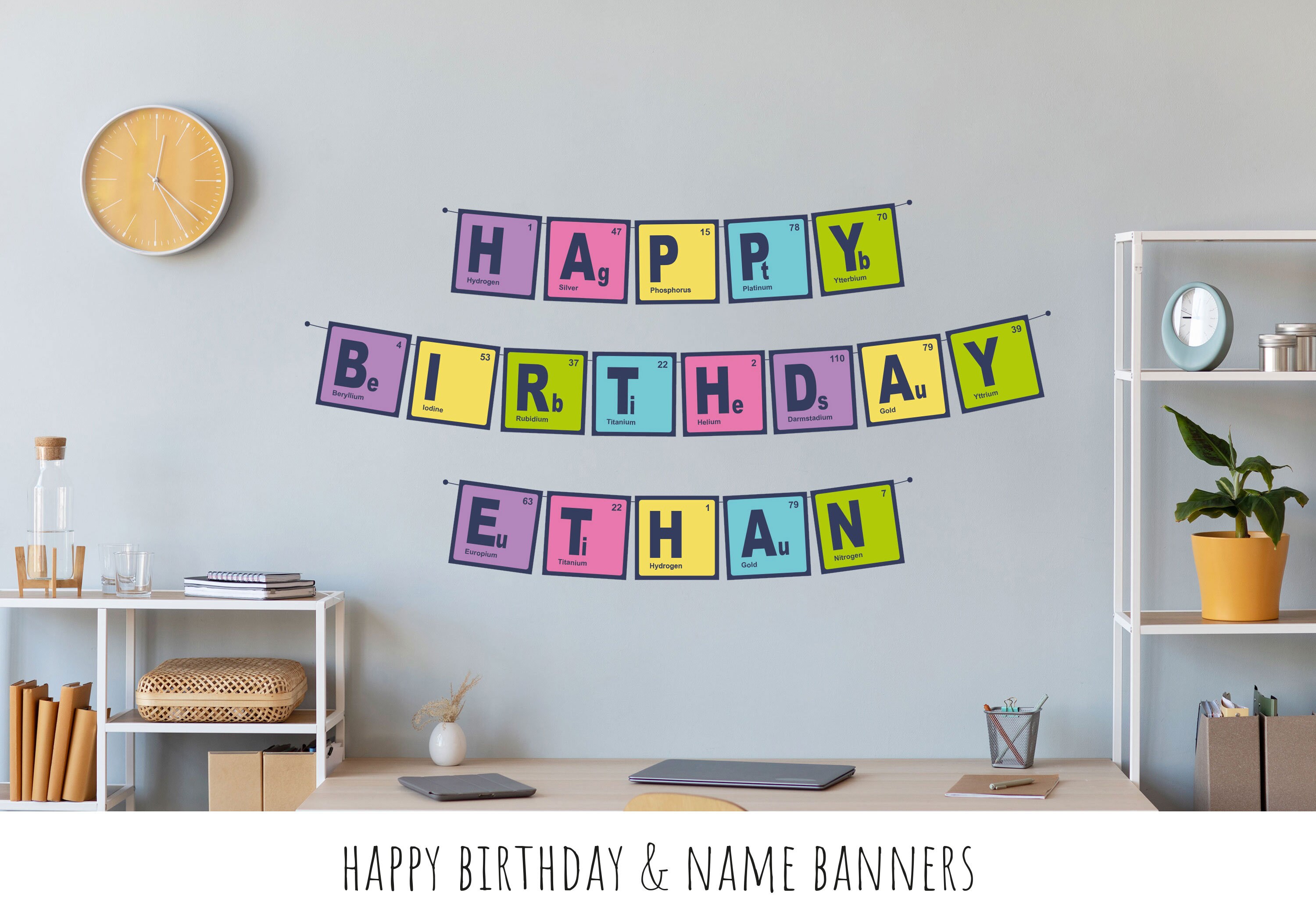 Periodic Table Happy Birthday Banner Science Party Bunting - Etsy Australia